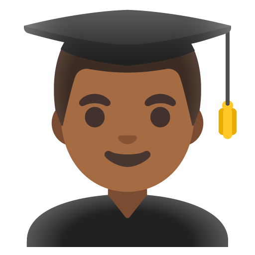 👨🏾‍🎓 Man Student: Medium-Dark Skin Tone on Google Noto Color Emoji 17.0