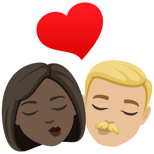 👩🏿‍ ️‍💋‍👨🏼 Kiss: Woman, Man, Dark Skin Tone, Medium-Light Skin Tone on JoyPixels 10.0
