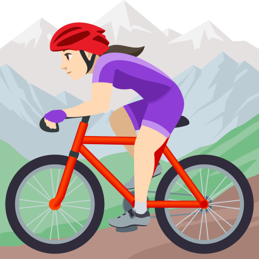 🚵🏻‍♀️ Woman Mountain Biking: Light Skin Tone on JoyPixels 10.0