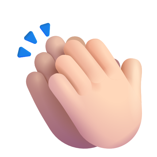 👏🏻 Clapping Hands: Light Skin Tone on Microsoft 3D Fluent 15.1