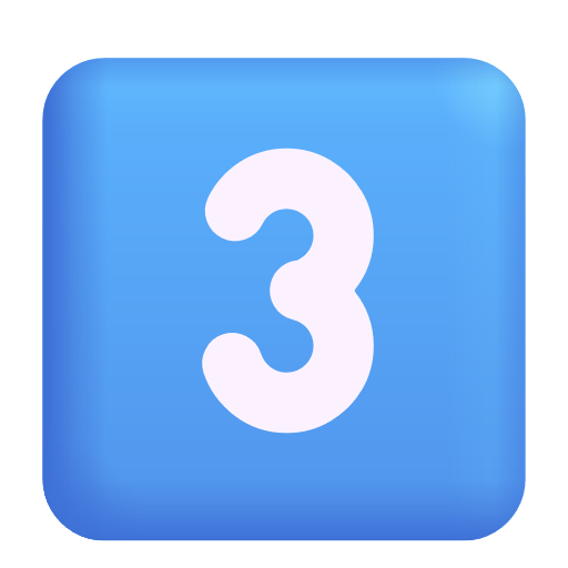 3️⃣ Keycap Digit Three on Microsoft 3D Fluent 15.1