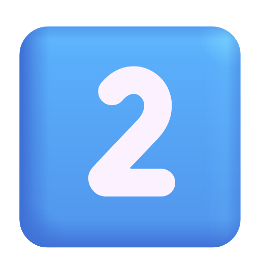 2️⃣ Keycap Digit Two on Microsoft 3D Fluent 15.1