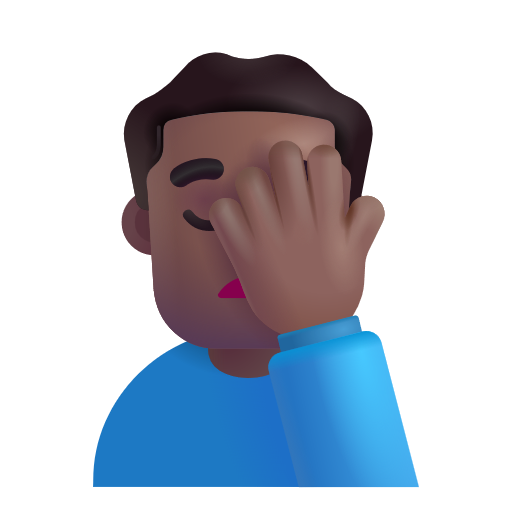 🤦🏾‍♂️ Man Facepalming: Medium-Dark Skin Tone on Microsoft 3D Fluent 15.1