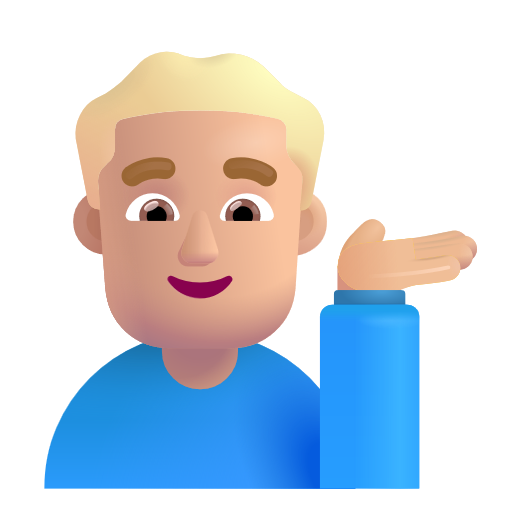 💁🏼‍♂️ Man Tipping Hand: Medium-Light Skin Tone on Microsoft 3D Fluent 15.1