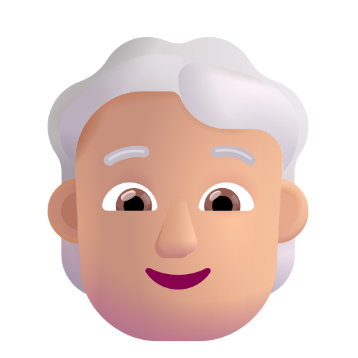 🧑🏼‍🦳 Person: Medium-Light Skin Tone, White Hair on Microsoft 3D Fluent 15.1