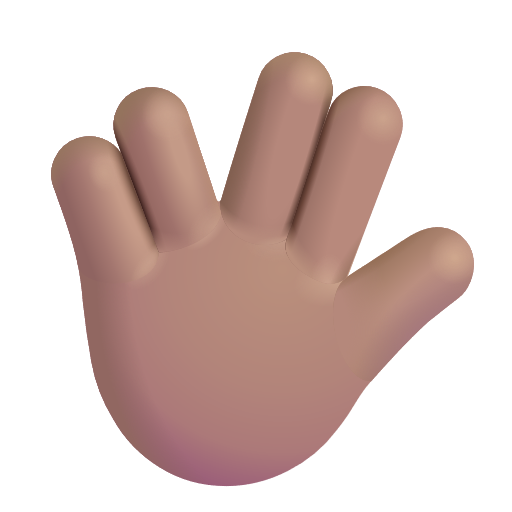 🖖🏽 Vulcan Salute: Medium Skin Tone on Microsoft 3D Fluent 15.1
