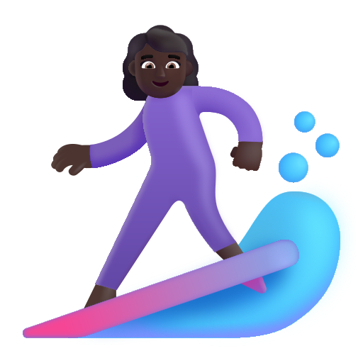 🏄🏿‍♀️ Woman Surfing: Dark Skin Tone on Microsoft 3D Fluent 15.1