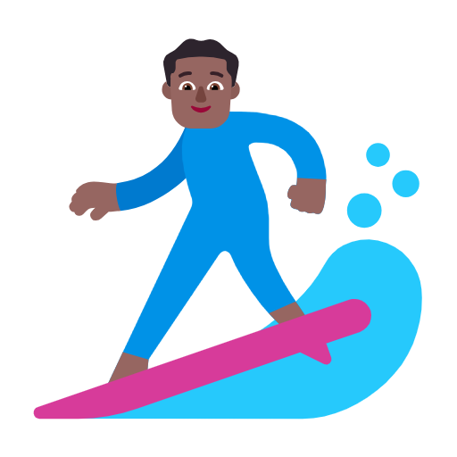 🏄🏾‍♂️ Hombre Haciendo Surf: Tono De Piel Oscuro Medio en Microsoft ...