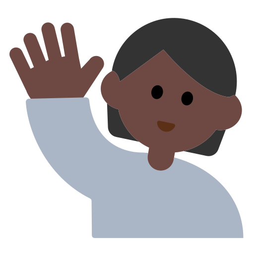 🙋🏿 Person Raising Hand: Dark Skin Tone on Toss Face (토스페이스) 1.5