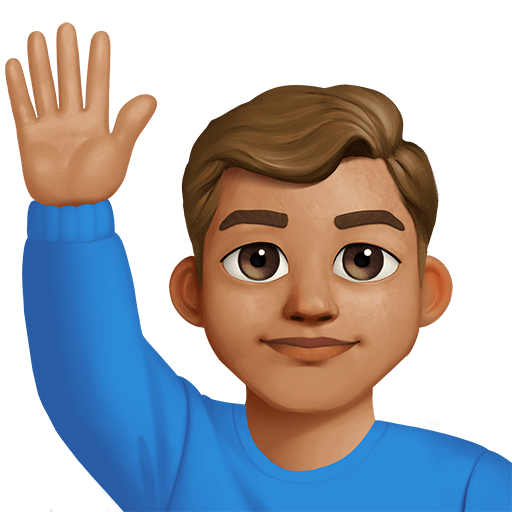 🙋🏽‍♂️ Man Raising Hand: Medium Skin Tone on Twitter Emoji Stickers 13.1