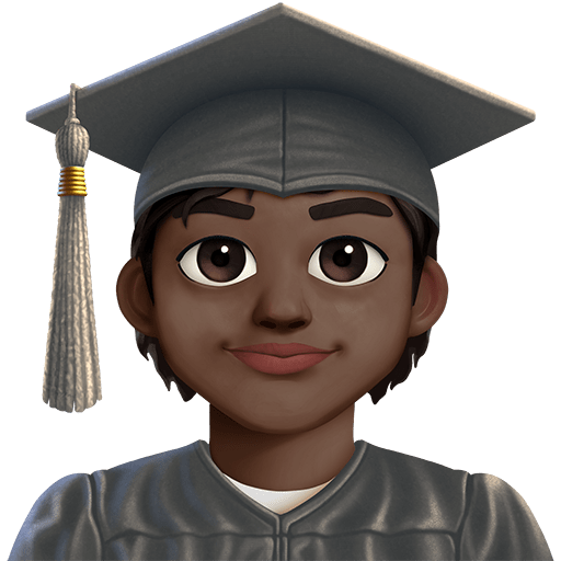 🧑🏿‍🎓 Student: Dark Skin Tone on Twitter Emoji Stickers 13.1