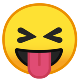😝 Faccina Con Un Gran Sorriso Che Mostra La Lingua Emoji on Google Noto ...