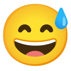 Grinning Face with Sweat Emoji | Grinning Face with Sweat Meaning