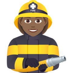 👩🏾‍🚒 Female Firefighter: Medium-Dark Skin Tone Emoji