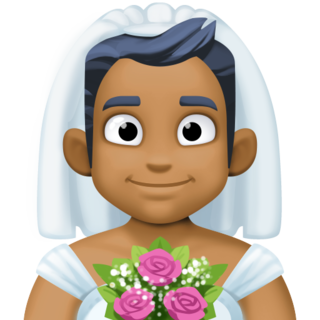 👰🏾‍♂️ Man with Veil: Medium-Dark Skin Tone Emoji on Facebook 15.0